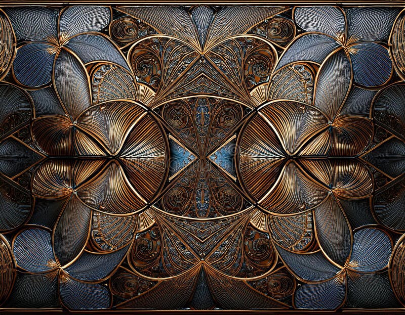 3D Background with Intricate Patterns and Metallic Finishes Stock Illustration - Illustration of ...