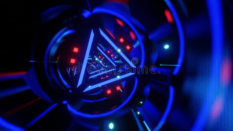 3d Background of Triangle Infinity Tunnel with Colorful Neon Lights and ...