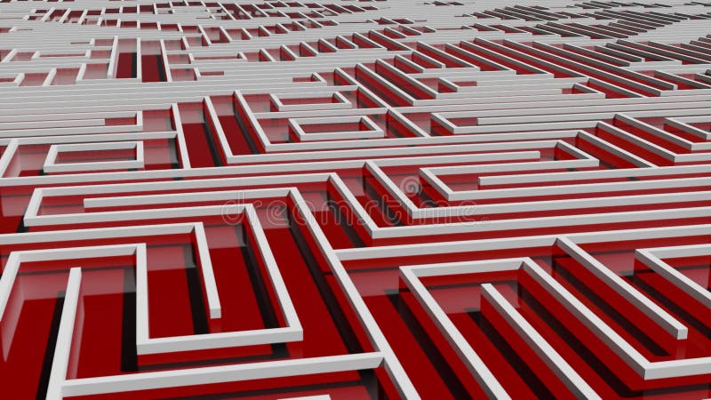 3D Background with White Maze Pattern Under Glossy Red Floor with ... 3D Background with White Maze Pattern Under Glossy Red Floor with ...