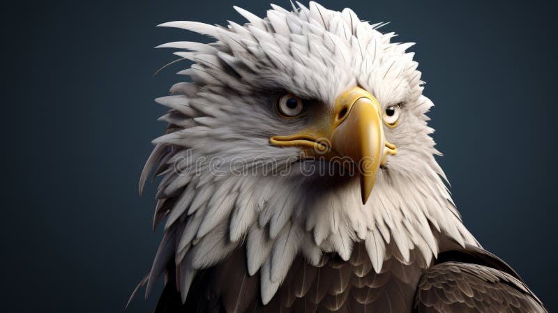 3d Bald Eagle Head Illustration with Dark Background Stock Illustration ...