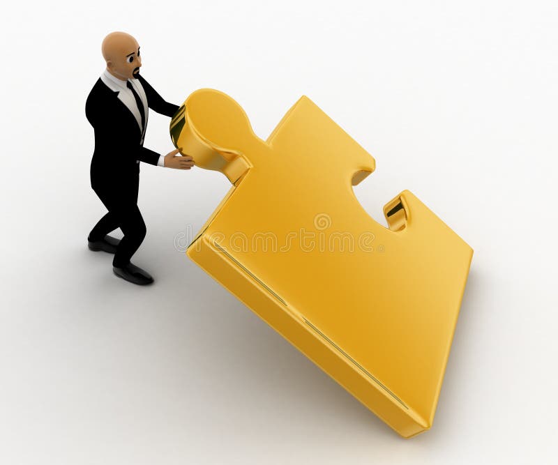 3d Bald Head Man with Jigsaw Puzzle Stock Illustration - Illustration ...