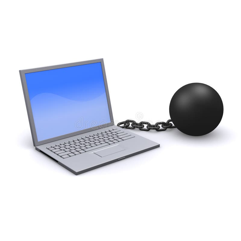 3d Ball and Chain on a Laptop Stock Illustration - Illustration of ...