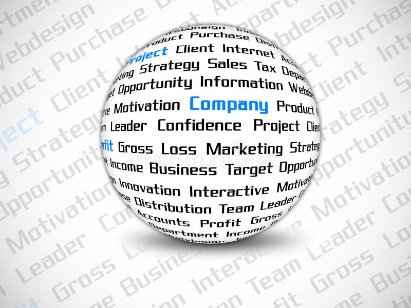 3d ball with company text stock illustration. Illustration of corporate ...