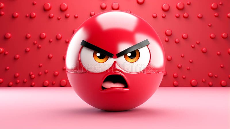 3D Ball Emoji Character in Angry Emotion Action Stock Illustration ...