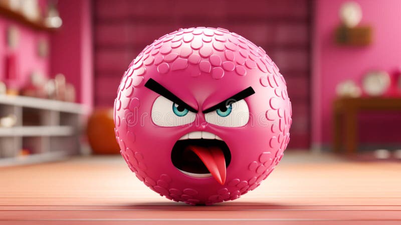 3D Ball Emoji Character in Angry Emotion Action Stock Illustration ...