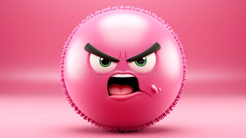 3D Ball Emoji Character in Angry Emotion Action Stock Illustration ...
