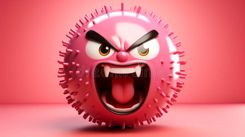 3D Ball Emoji Character in Angry Emotion Action Stock Illustration ...