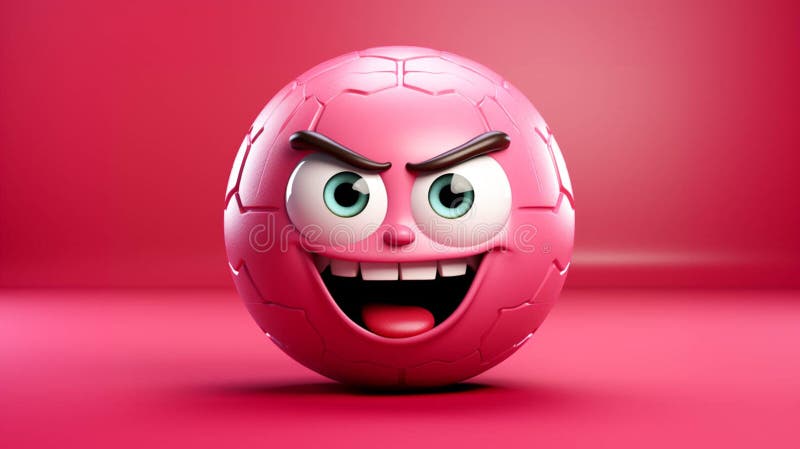 3D Ball Emoji Character in Angry Emotion Action Stock Illustration ...