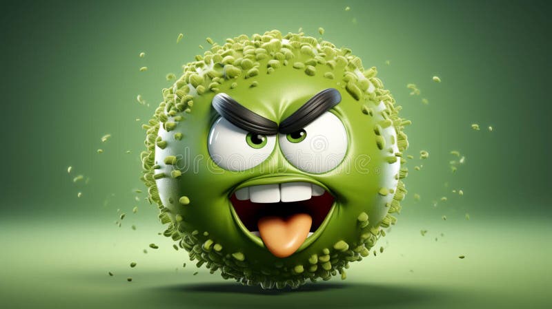 3D Ball Emoji Character in Angry Emotion Action Stock Illustration ...