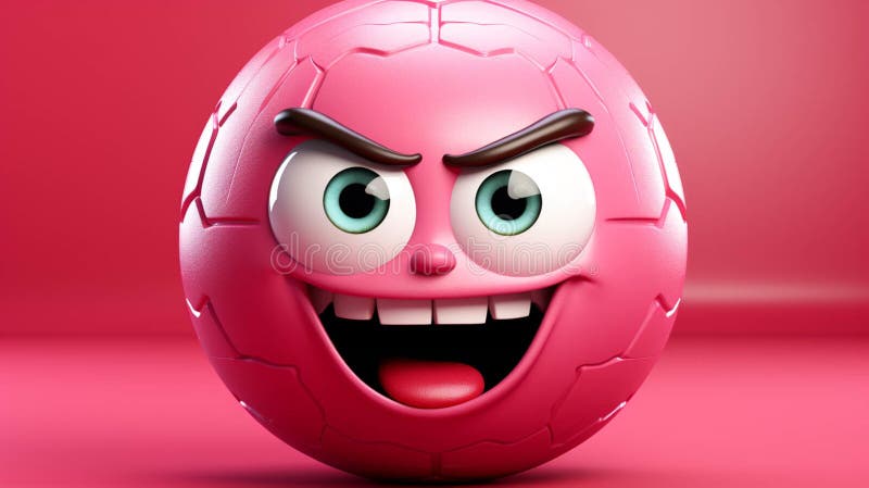 3D Ball Emoji Character in Angry Emotion Action Stock Illustration ...