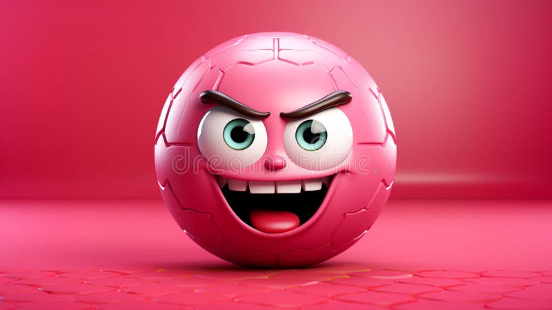 3D Ball Emoji Character in Angry Emotion Action Stock Illustration ...