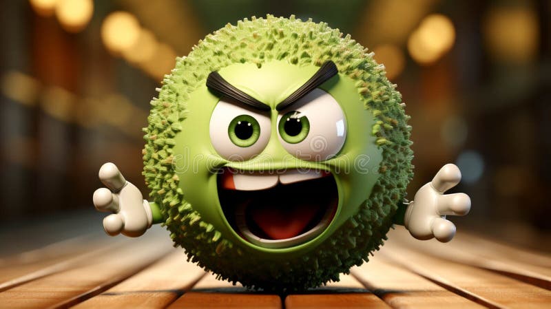 3D Ball Emoji Character in Angry Emotion Action Stock Illustration ...