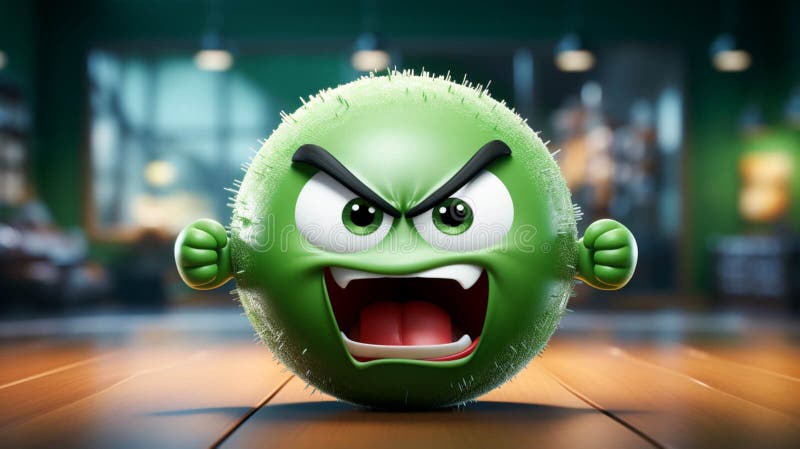 3D Ball Emoji Character in Angry Emotion Action Stock Illustration ...