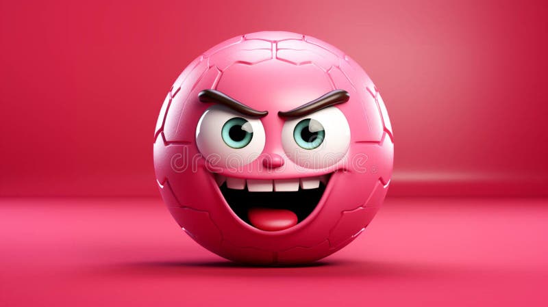 3D Ball Emoji Character in Angry Emotion Action Stock Illustration ...