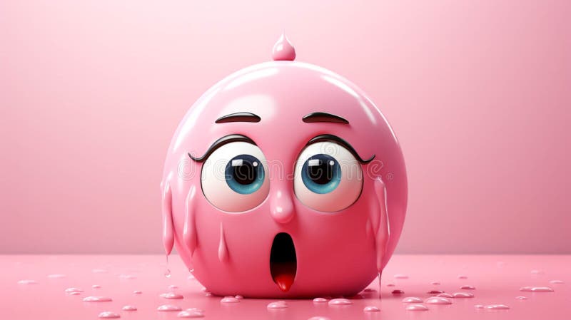 3D Ball Emoji Character in Crying Emotion Action Stock Illustration ...