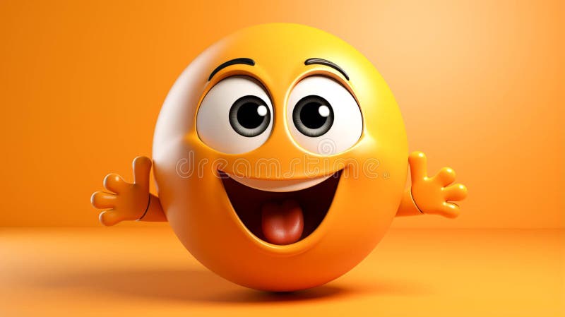 3D Ball Emoji Character in Happy Emotion Action Stock Illustration ...