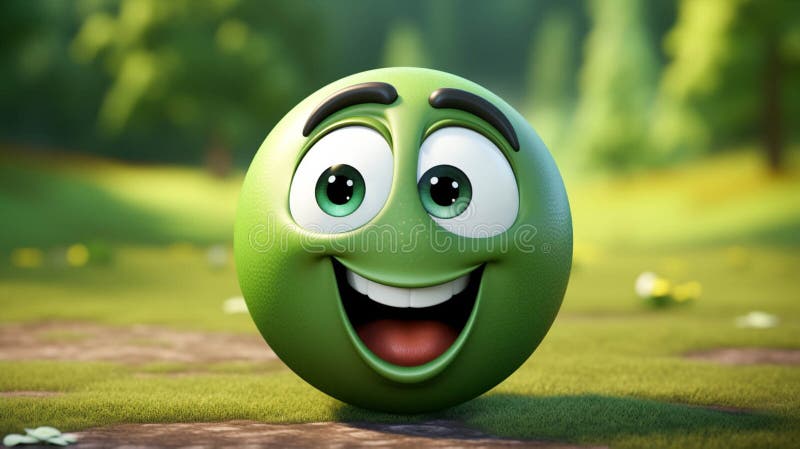 3D Ball Emoji Character in Happy Emotion Action Stock Illustration ...