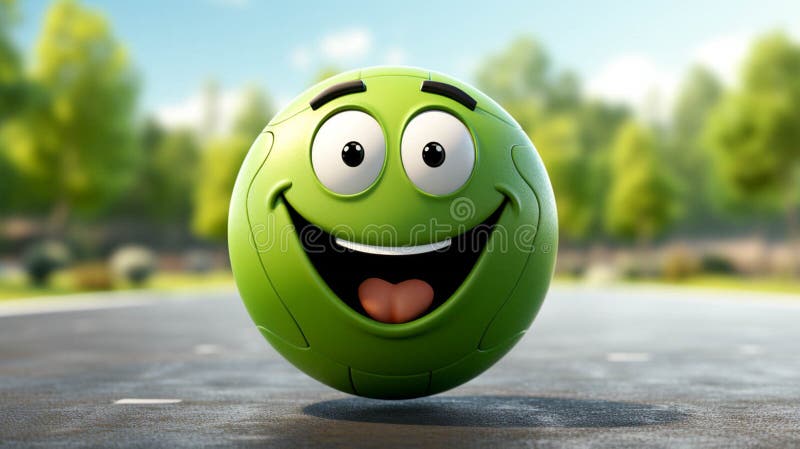 3D Ball Emoji Character in Laugh Emotion Action Stock Illustration ...