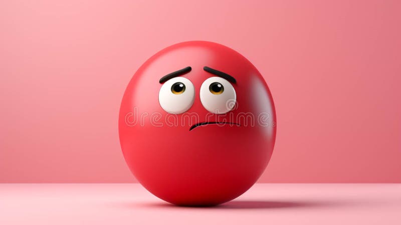 3D Ball Emoji Character in Sad Emotion Action Stock Illustration ...