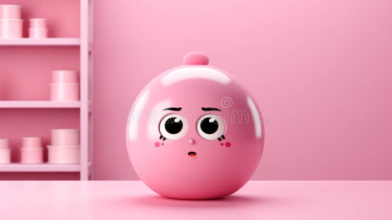 3D Ball Emoji Character in Sad Emotion Action Stock Illustration ...