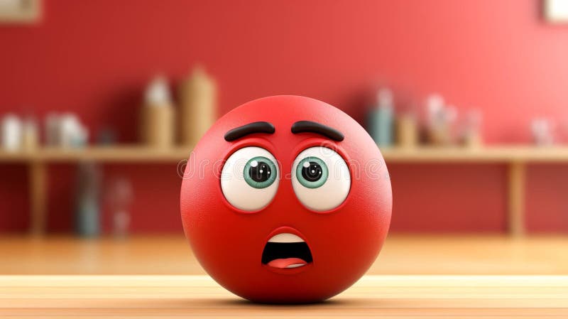 3D Ball Emoji Character in Sad Emotion Action Stock Illustration ...