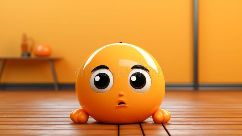 3D Ball Emoji Character in Sad Emotion Action Stock Illustration ...