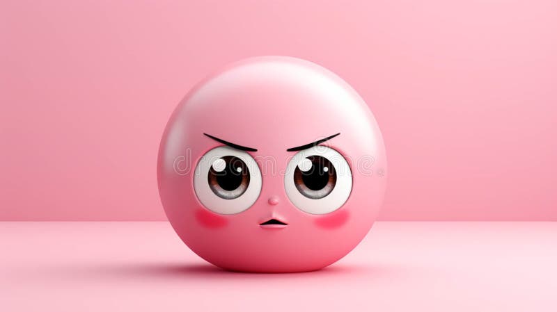 3D Ball Emoji Character in Sad Emotion Action Stock Illustration ...