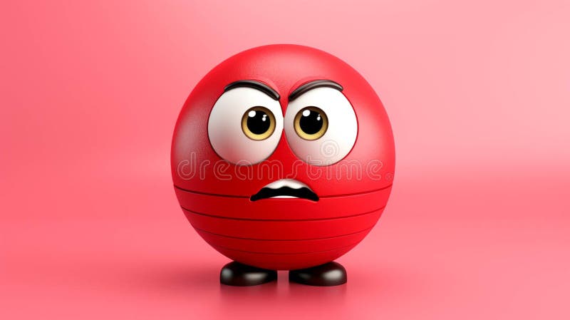3D Ball Emoji Character in Sad Emotion Action Stock Illustration ...