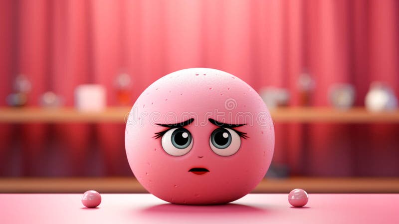 3D Ball Emoji Character in Sad Emotion Action Stock Illustration ...