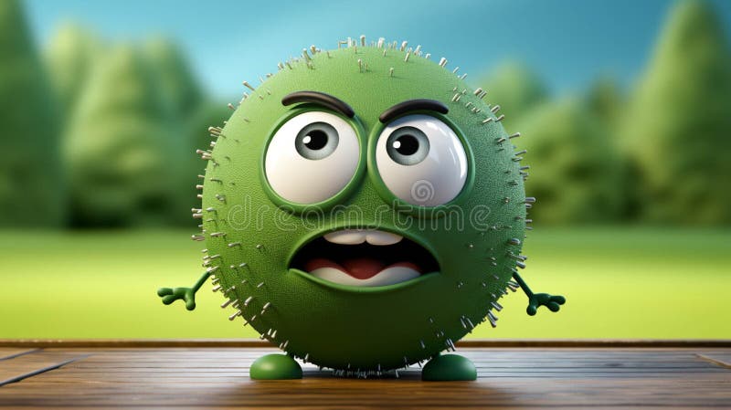 3D Ball Emoji Character in Sad Emotion Action Stock Illustration ...