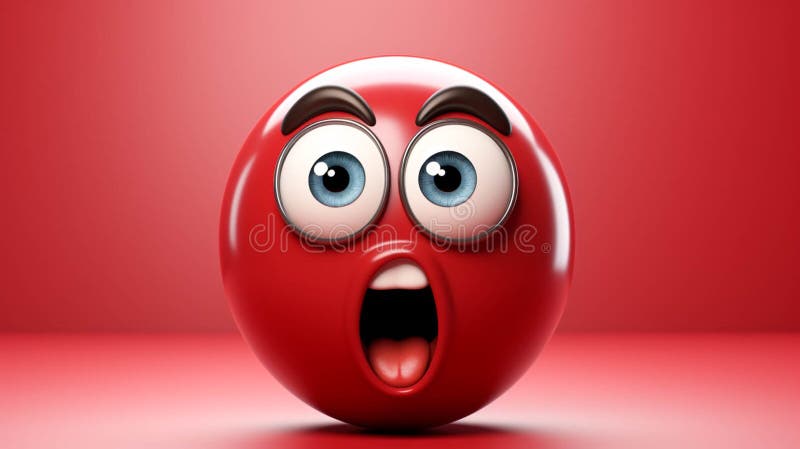 3D Ball Emoji Character in Surprised Emotion Action Stock Illustration ...