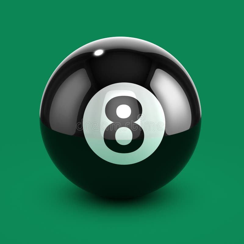 3d 8 ball on green beize stock illustration. Illustration of compete ...