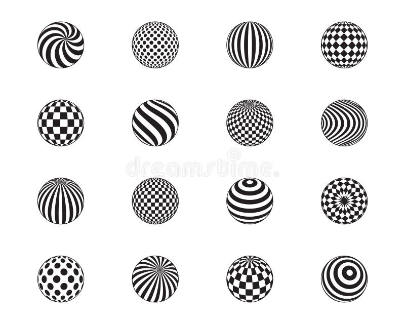 3d Ball Vector Set. Striped Balls, Cage, Dots Pattern Stock ...