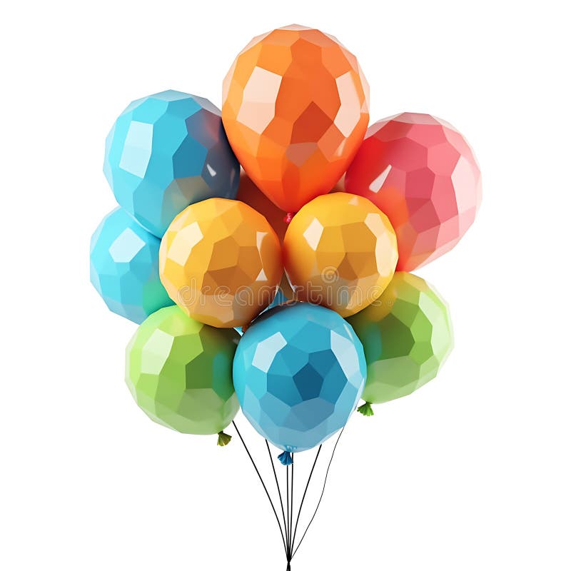 3D Balloon Cluster in Various Bright Colors Stock Illustration ...