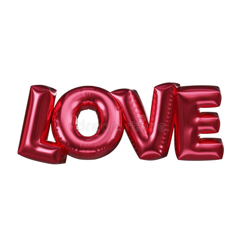 3D Balloon Inflatable Love Text Icon Stock Illustration - Illustration ...