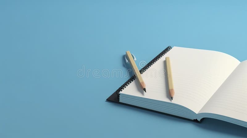 3D Banner with Notebook and Pensil. Generative AI Stock Illustration ...