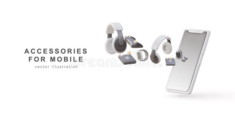 3d Banner Realistic Accessories for Mobile. Game Console Controller ...