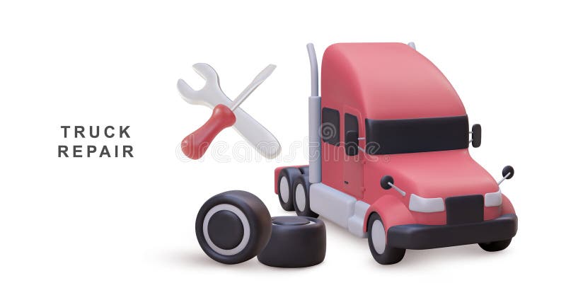 3d Banner Truck Service and Repair. Vector Illustration Stock Vector ...