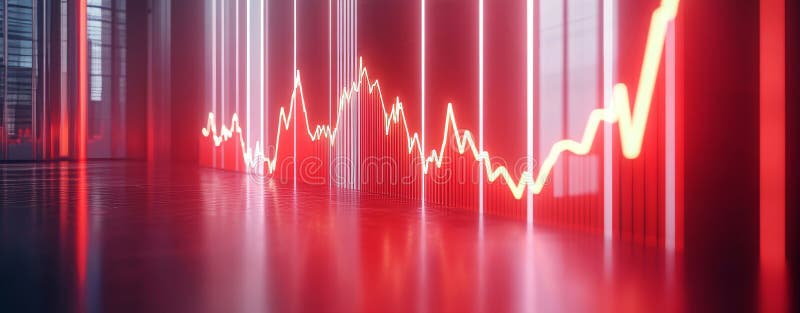 On a 3D Bar Chart, a Downward-pointing Red Arrow Indicates Economic ...