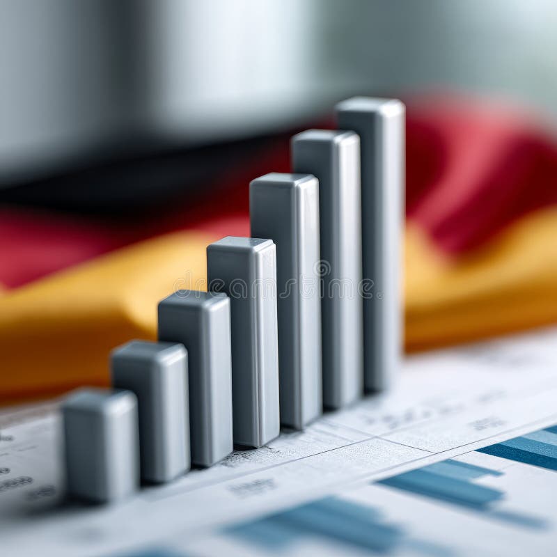 3D Bar Chart with Financial Graphs and Rising Columns. Stock ...