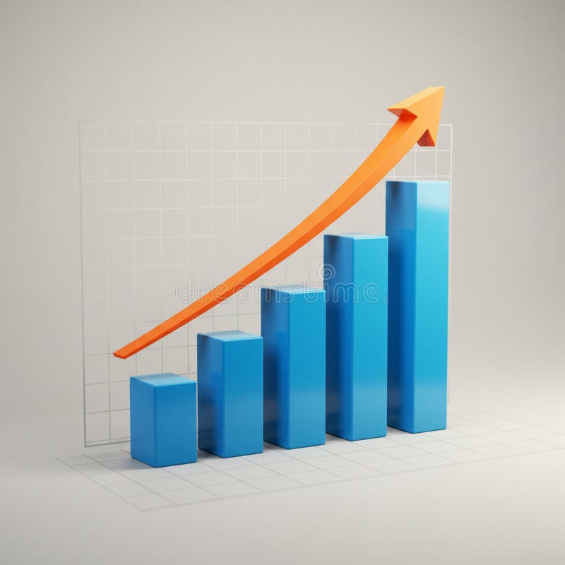 A 3D Bar Chart with Five Progressively Taller Blue Bars is Depicted ...