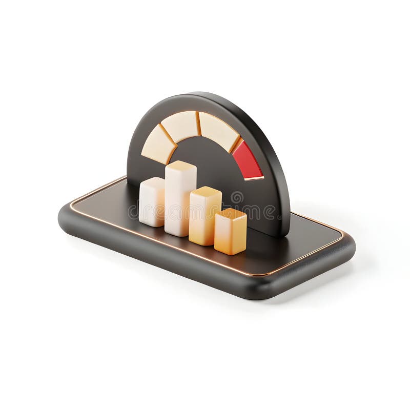 3d Bar Chart Gauge Icon Performance Image Stock Illustration ...