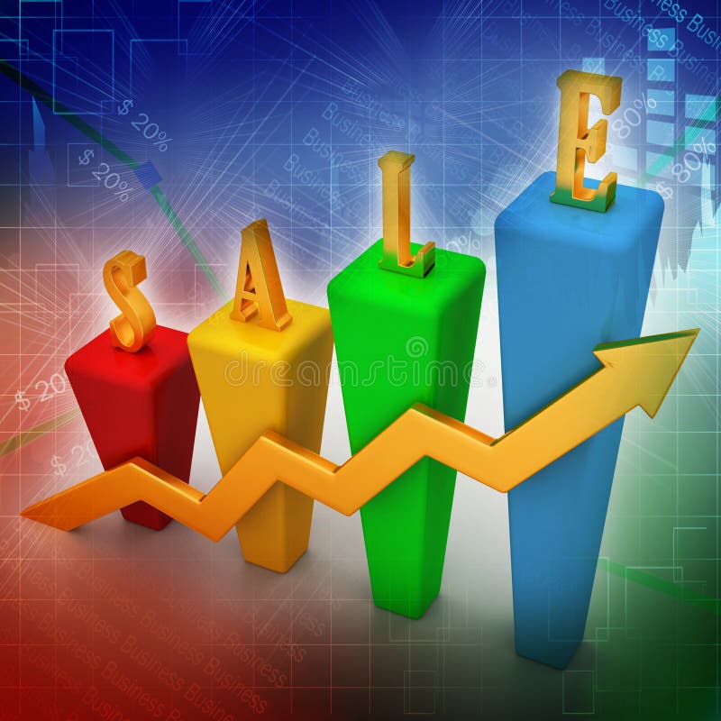 3D Bar Chart and Sales Growth Stock Illustration - Illustration of ...