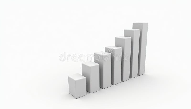 3D Bar Chart with Six Rectangular Bars Ascending in Height from Left To ...