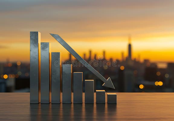 3D Bar Chart Visualizing Business Performance Decline Trends Stock ...