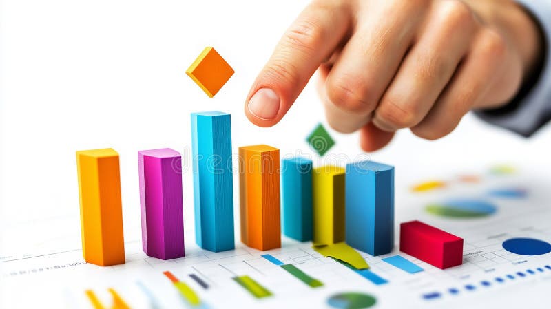 3D Bar Charts in Bright Colors, Representing Data, Business Analysis ...