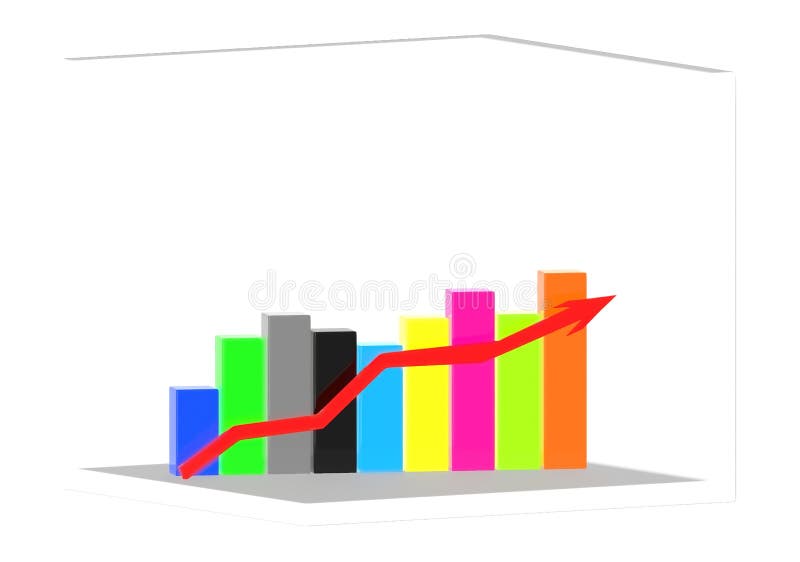 3d bar graph and arrow stock illustration. Illustration of growth ...