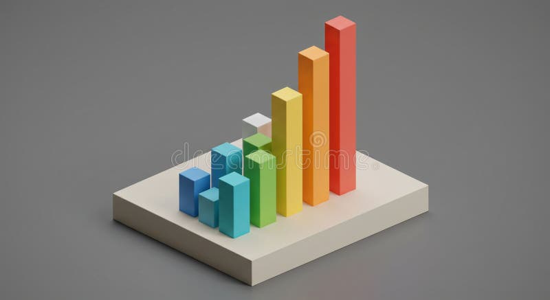 A 3D Bar Graph on a Beige Rectangular Platform Displays Six Vertical ...