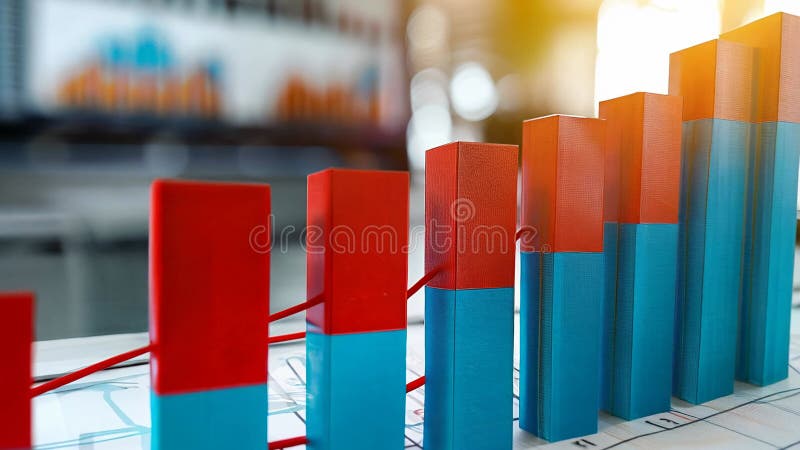 3D Bar Graph Displaying Financial Growth on a Blue and Red Chart with ...