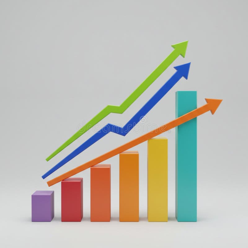 A 3D Bar Graph Features Six Colorful Vertical Bars of Increasing Height ...